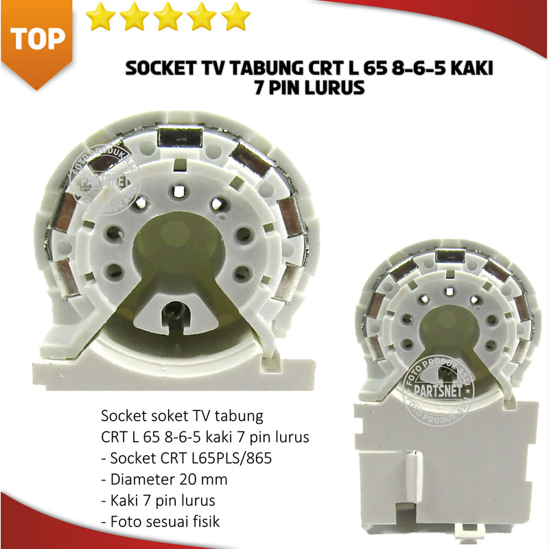 Jual Socket soket TV tabung CRT L 65 8-6-5 kaki 7 pin lurus | Shopee ...
