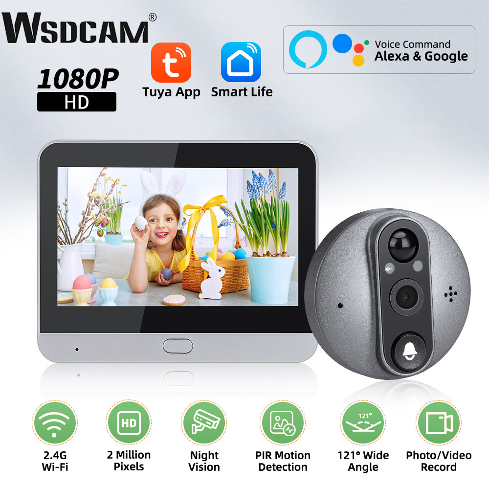 Jual Wsdcam 1080P WiFi Door Camera Peepho Doorbell PIR Motion | Shopee ...