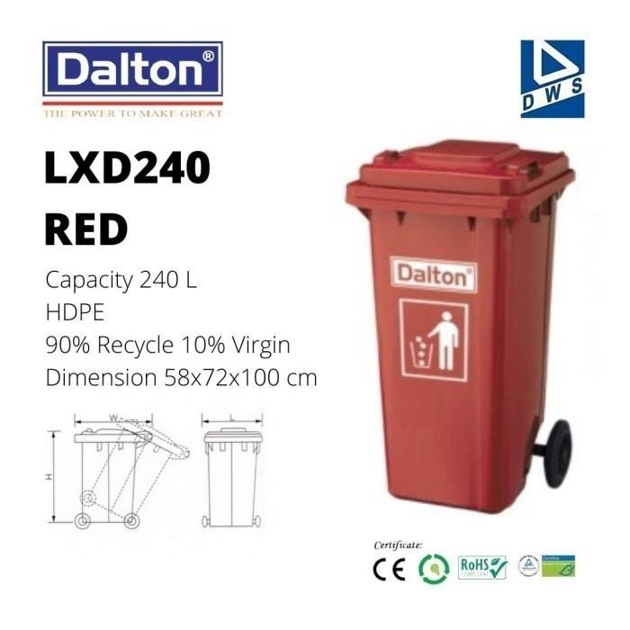 Jual Dustbin Tempat Sampah Outdoor 240 Liter Tong Dalton Lxd240F Hdpe Red Terlaris 100 % ...