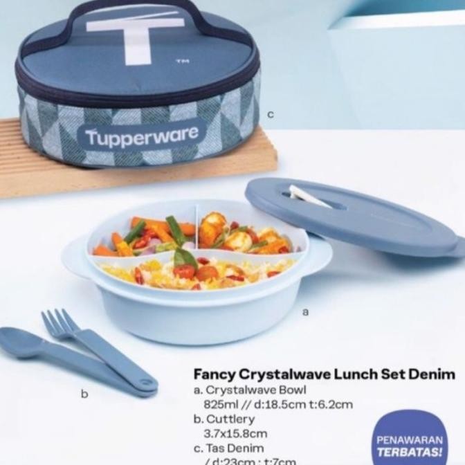 Jual Tupperware crystalwave lunch box set (1) tempat bekal makan free ...