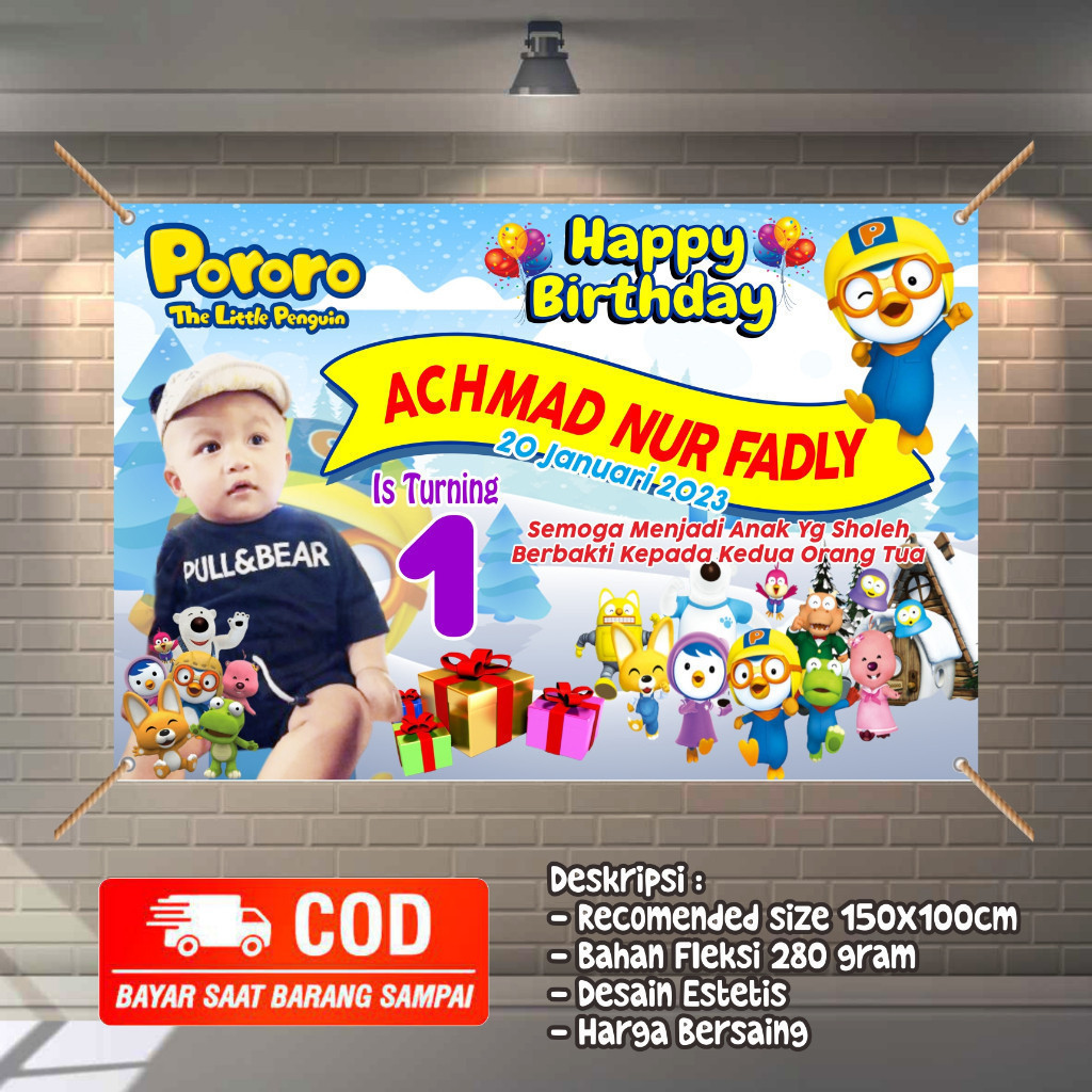 Jual Spanduk Banner Ulang Tahun – Happy Birthday Pororo, Ukuran Besar ...