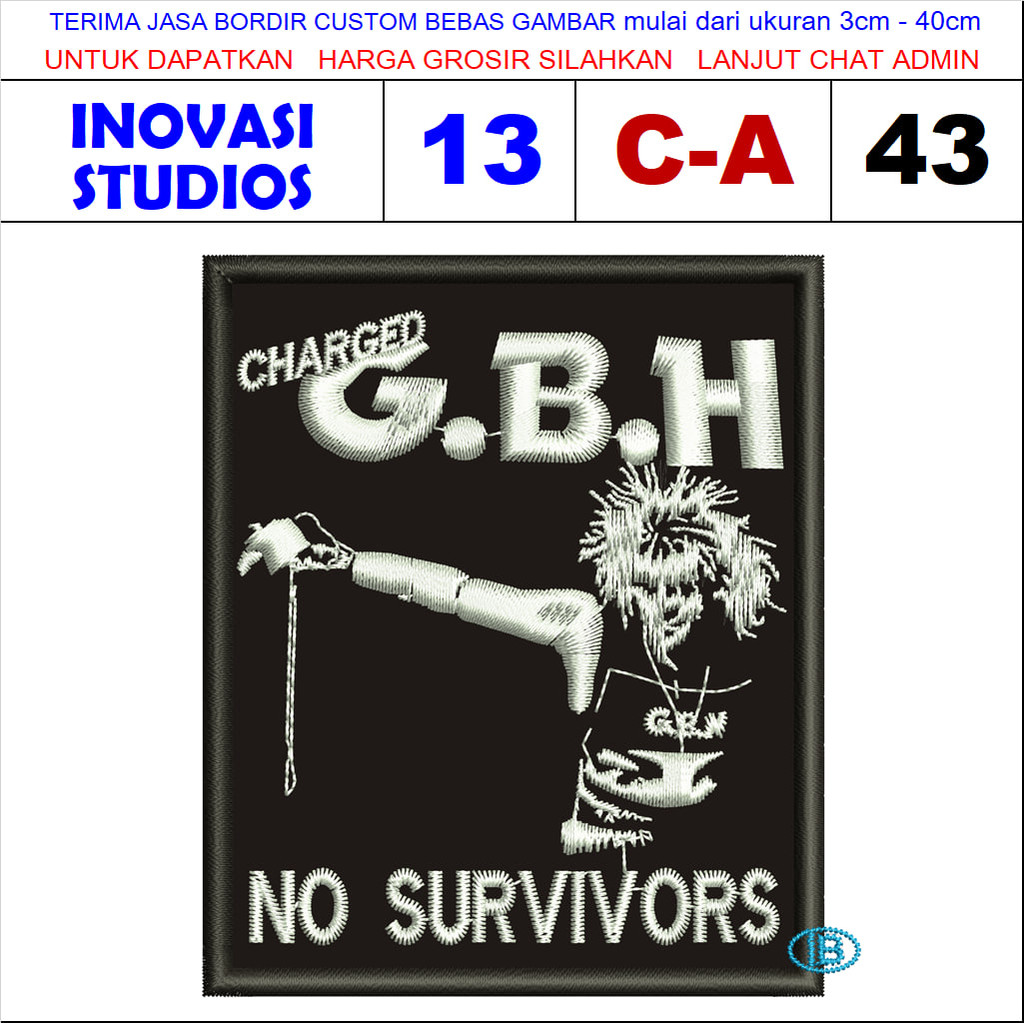 Jual PATCH BORDIR LOGO BRAND CHARGED G.B.H NO SURVIVORS C-A43 - IPATCH ...