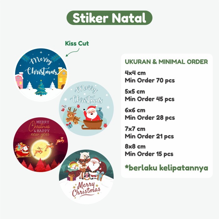 Jual Stiker Bulat Natal/ Sticker Christmas/ Stiker Label Toples Kue ...