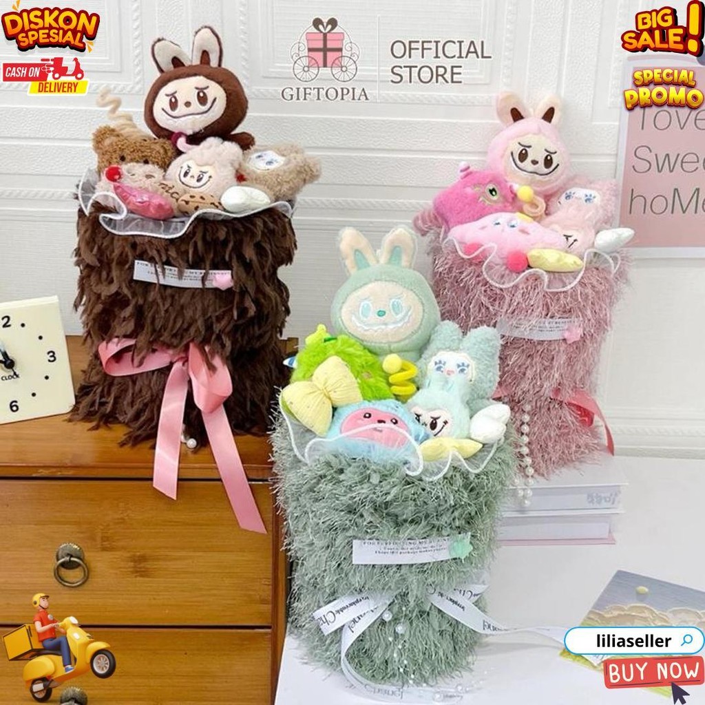 Jual Giftopia Readystock Buket Boneka Labubu Popmart Led Kawaii Plush ...