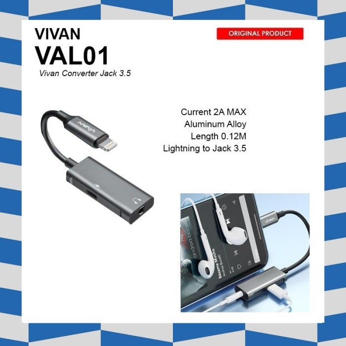 Jual Terlaris Vivan VAL01 Lightning to 3.5MM Audio Headphone Adapter iPhone/iPad SALE | Shopee ...
