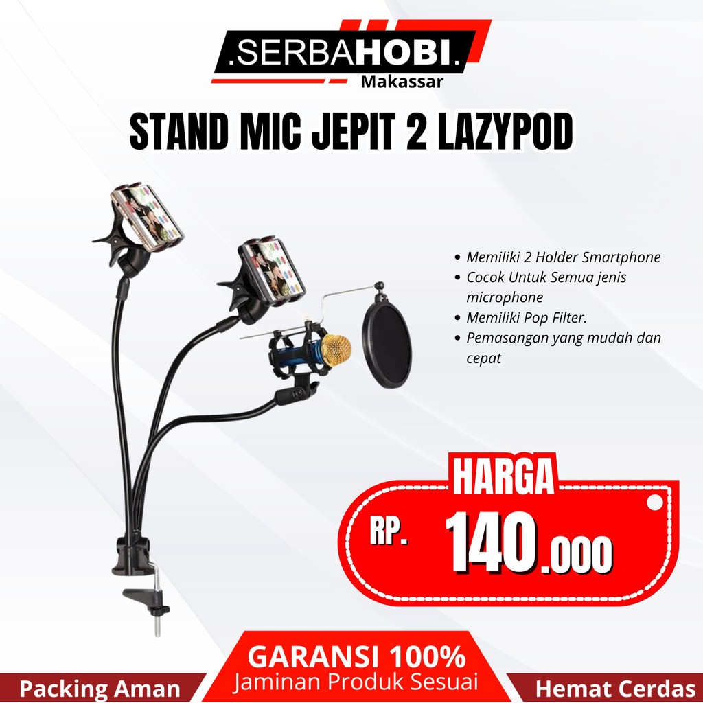 Jual Stand Microphone Jepit Meja With 2 Lazypod | Shopee Indonesia