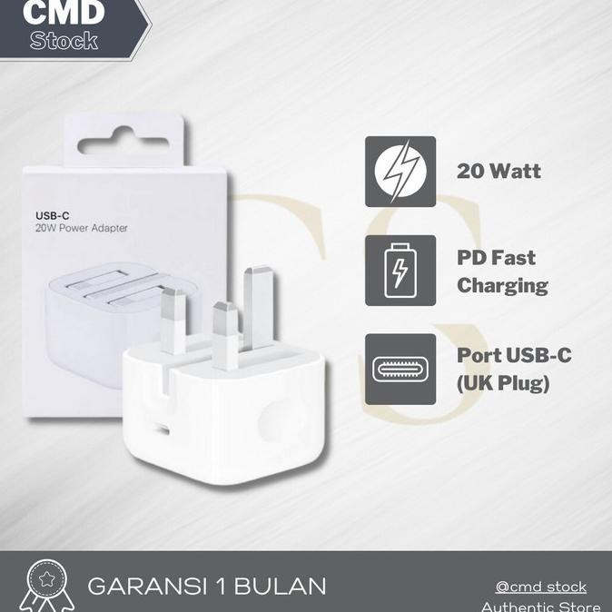 Jual BEBAS ONGKIR - Charger iPhone Adapter 20W USB C UK Kaki 3 Fast ...