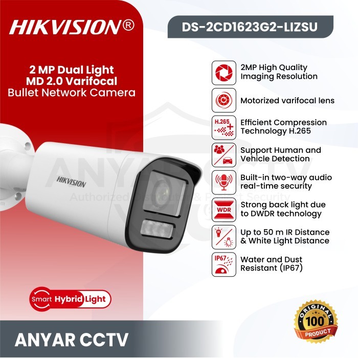 Jual HIKVISION DS-2CD1623G2-LIZSU 2MP Dual Light Varifocal Audio Bullet Network Camera | Shopee ...