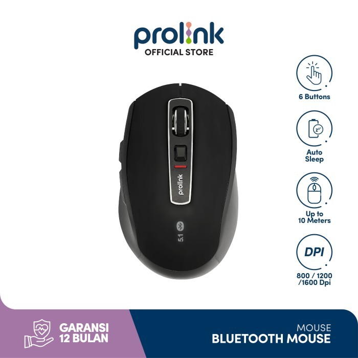 Jual Prolink Mouse Wireless Bluetooth 5.1 BT 6 button DPI 800-1600 ...
