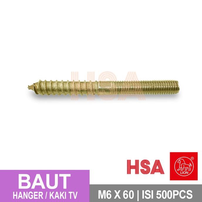 Jual HANGER BOLT / BAUT KAKI TV KUNING LION M6 X 60 | ISI 500PCS | Shopee Indonesia