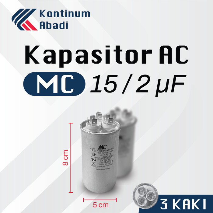 Jual KAPASITOR / CAPASITOR 3 KAKI AC MEREK MC 15/2 uF / MIKRO | Shopee Indonesia