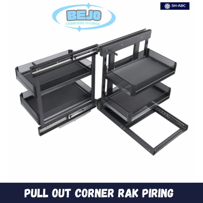 Jual Rak Piring Sudut Pull Out Corner Cabinet Basket | Shopee Indonesia