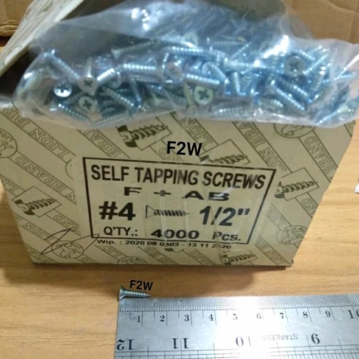 Jual Sekrup Tapping Fab 4X1/2" Moon Lion Skrup Self Tapping Fh Screw 1 ...