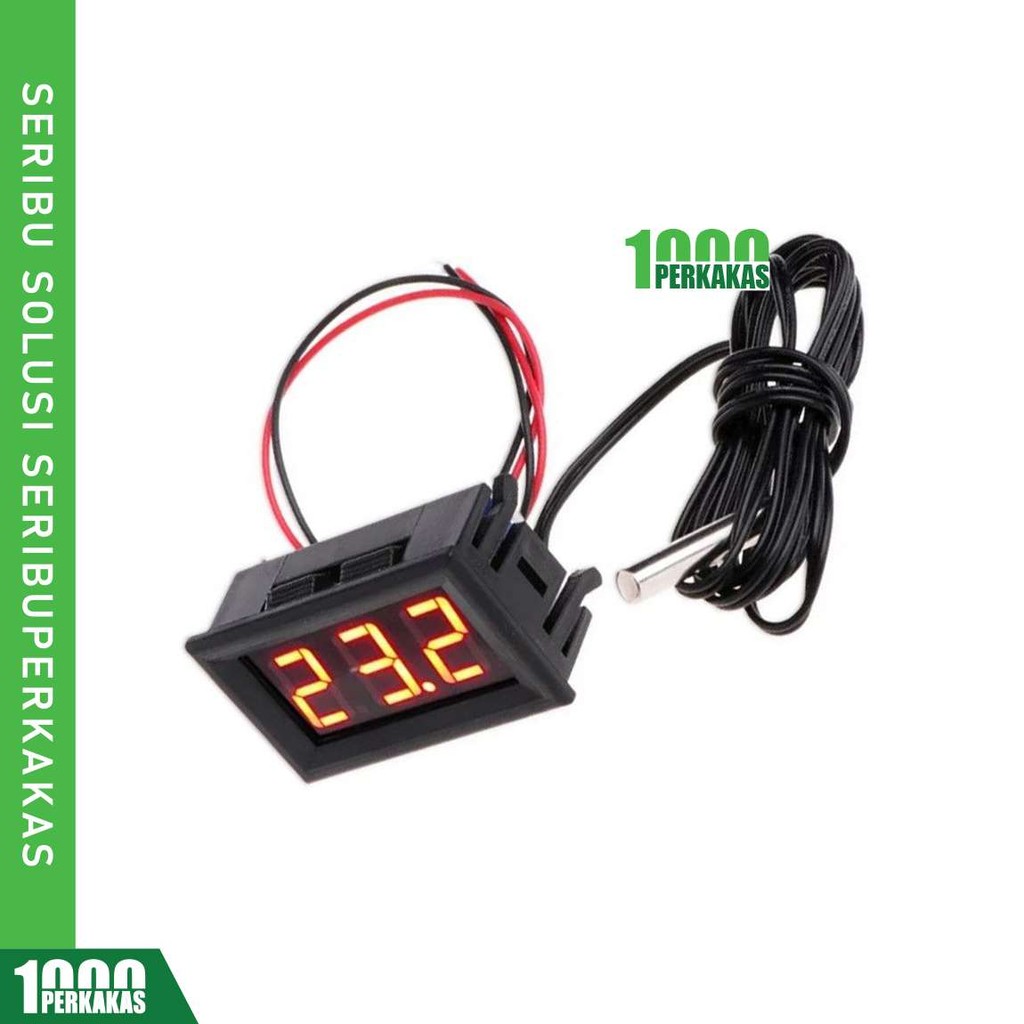 Jual 1P Termometer Digital LED DC 12V with Probe Sensor 0.56 inci ...