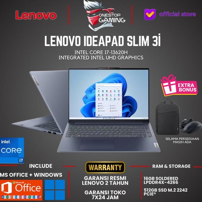 Jual Lenovo Ideapad Slim 3I 14Irh8 I7-13620H 512Gb 14" Fhd Ips W11 Ohs | Shopee Indonesia