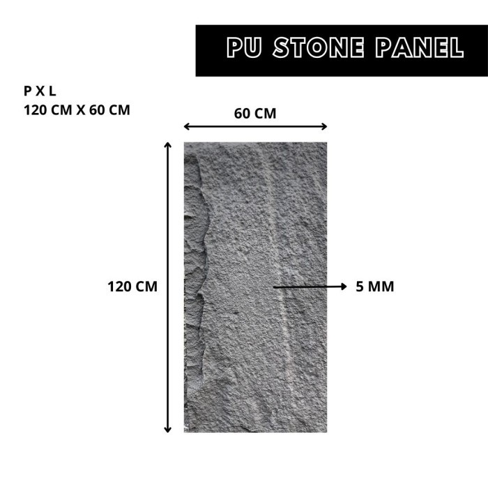 Jual Pu Stone Panel Batu Alam 3D Dinding Estetik Ukuran 60Cmx120Cm ...