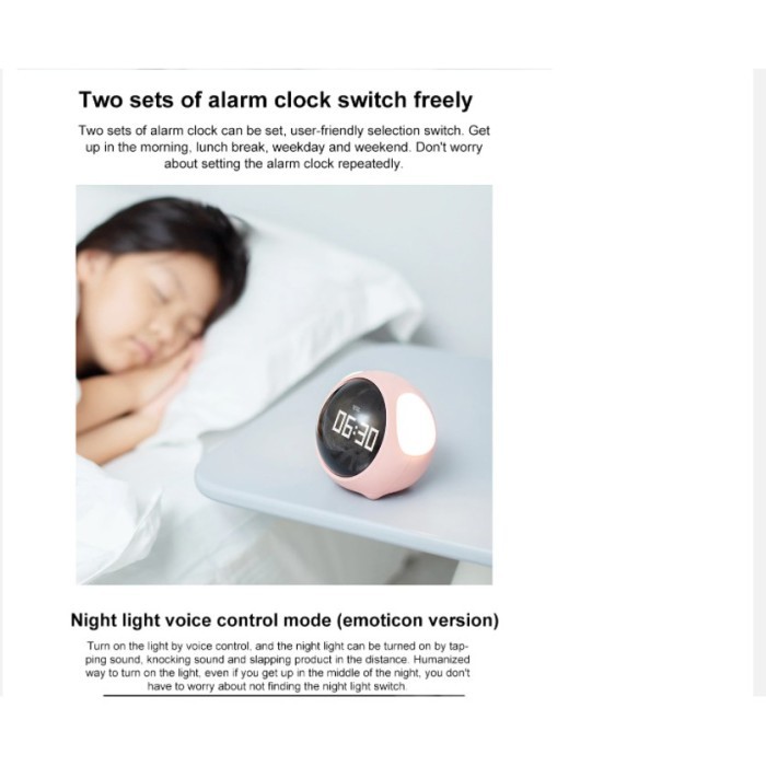 Jual Jam Alarm Karakter Emoji Pink Lucu Jam Weker Meja Clock Tidur ...