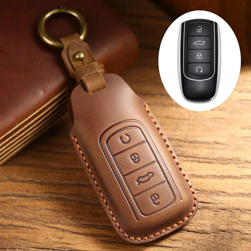 Jual Luxury Leather Keychain For Chery Car Key Accessories Key Holder ...