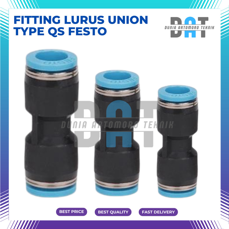 Jual QS-12 One Touch Fitting Union Lurus Slip Lock Socket Push In Connector Nipple Nepel Selang ...