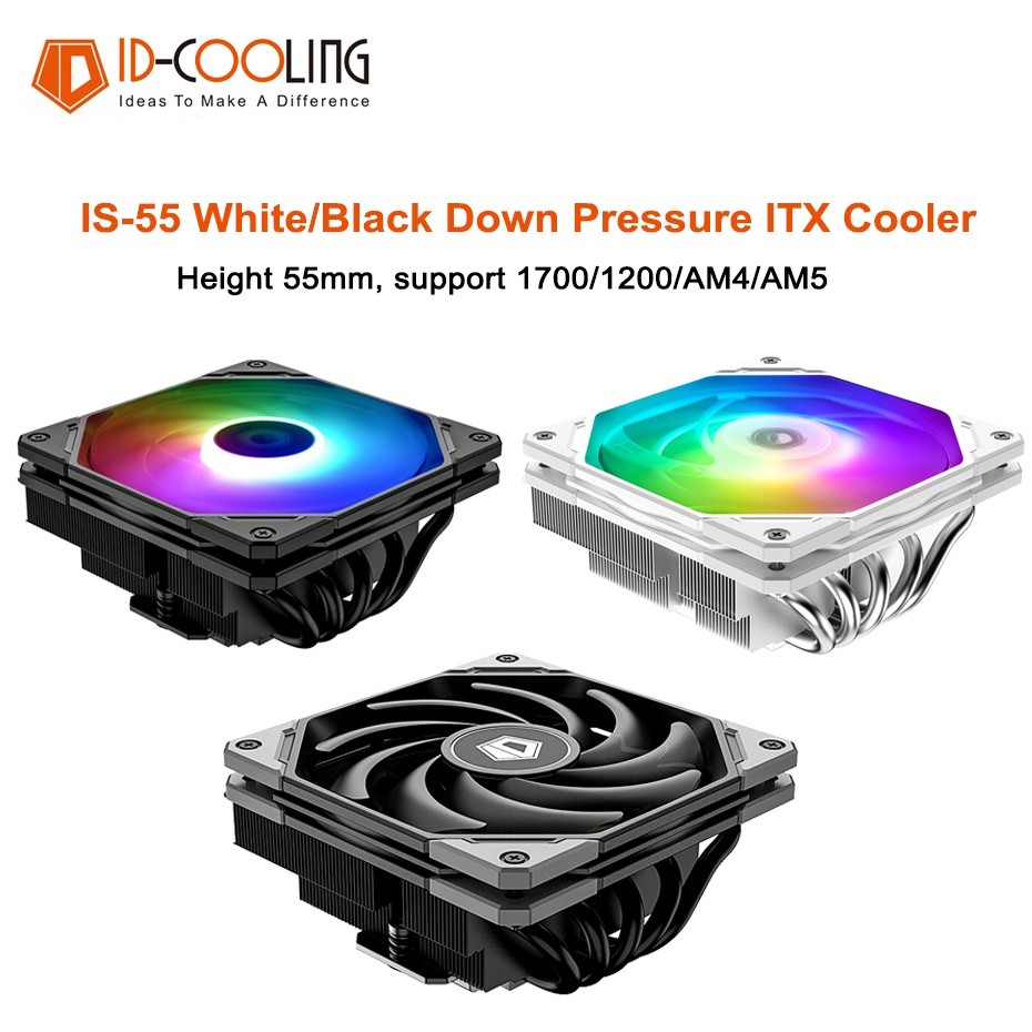 Jual ID-COOLING IS-55 Putih/Hitam Pendingin CPU Tipis Tekan Ke Bawah ...