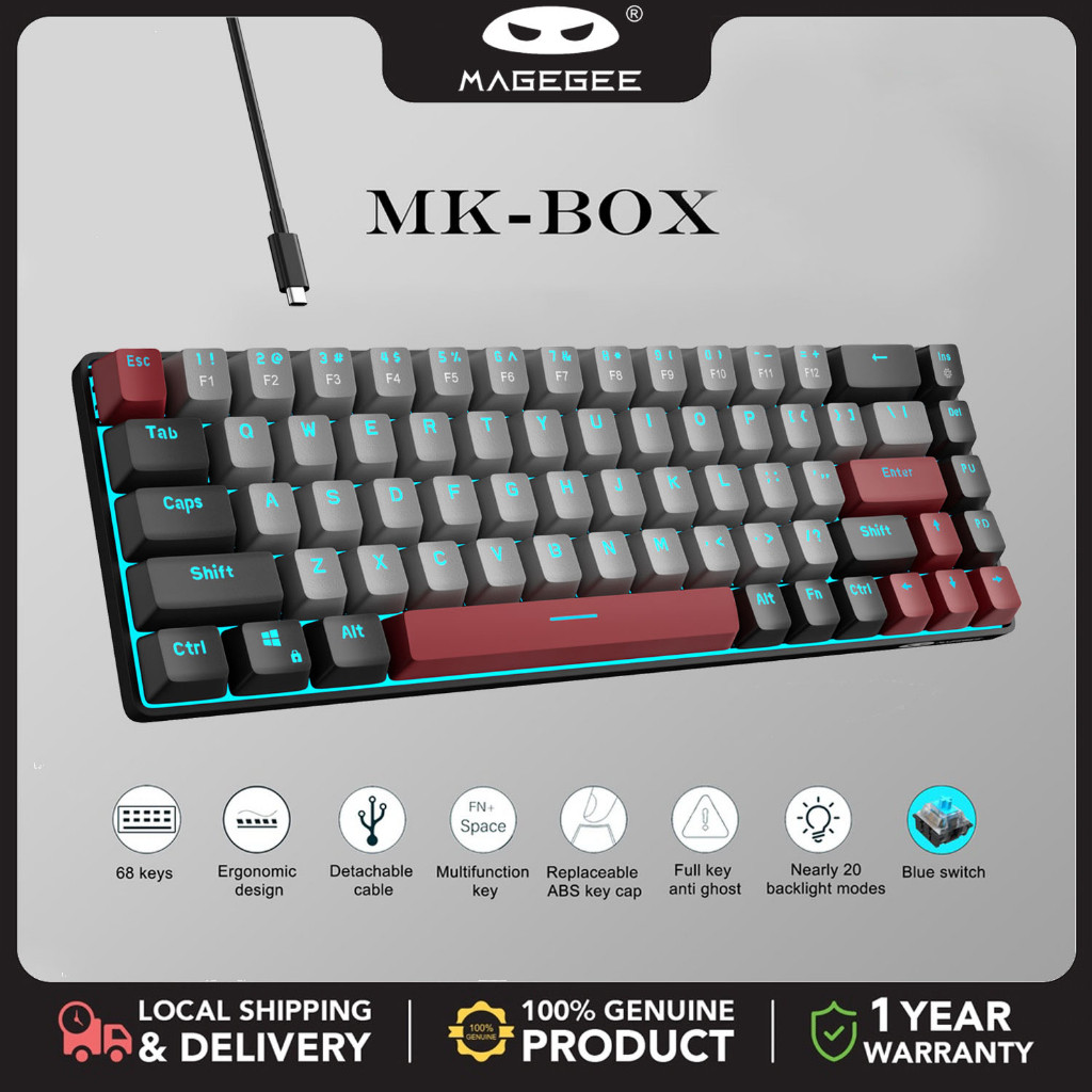 Jual [COD] MageGee Box 60% Keyboard Mekanik Kabel Nirkabel Hot ...