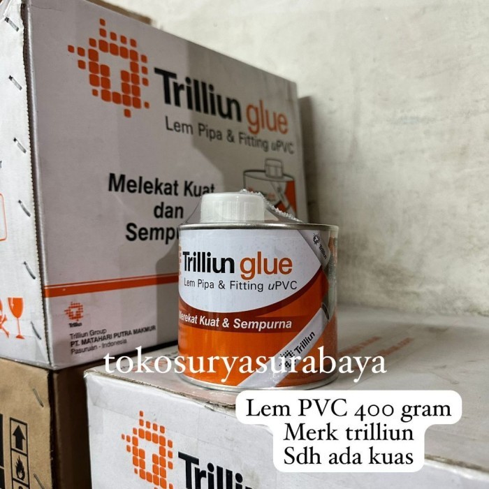 Jual }}}}}}] Kuas + Lem PVC Kaleng Trilliun 400 gram - Lem Kaleng Lem Pipa PVC Lem Pipa | Shopee ...