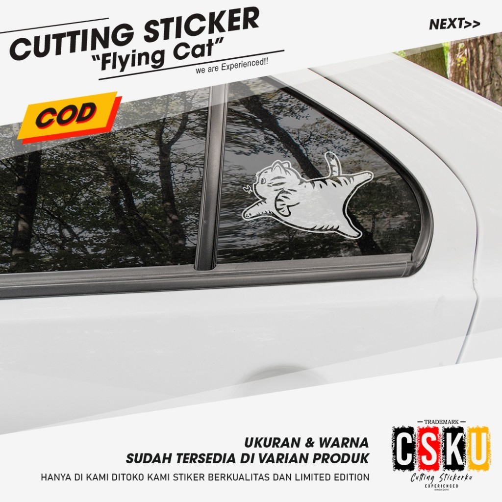 Jual Cutting Stiker Flying Cat Variasi Motor Mobil Sticker Helm Lucu ...