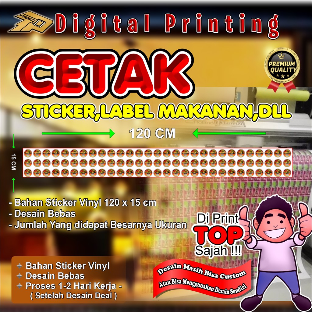 Jual Sticker Stiker Vinyl Meteran, Untuk Label Makanan, Label Minuman ...