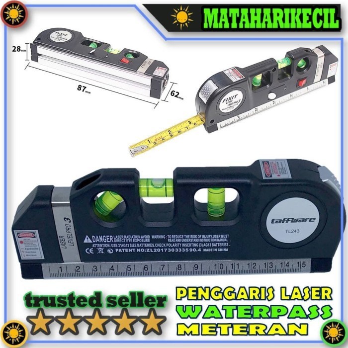 Jual Penggaris Laser Waterpass Water pass Vertical Horizonal Diagonal ...