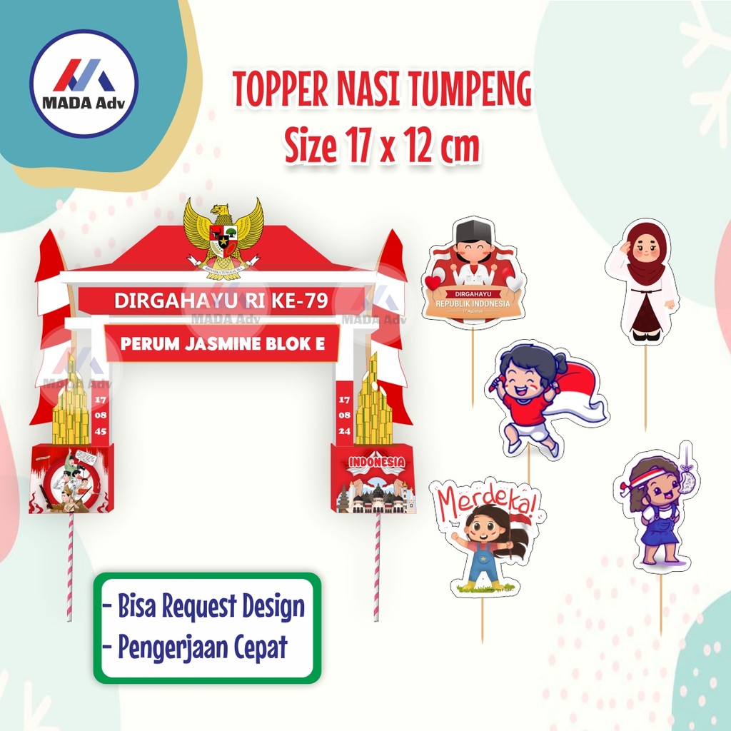Jual Topper 17 Agustus / Tumpeng Kemerdekaan HUT RI/ Topper Custom ...