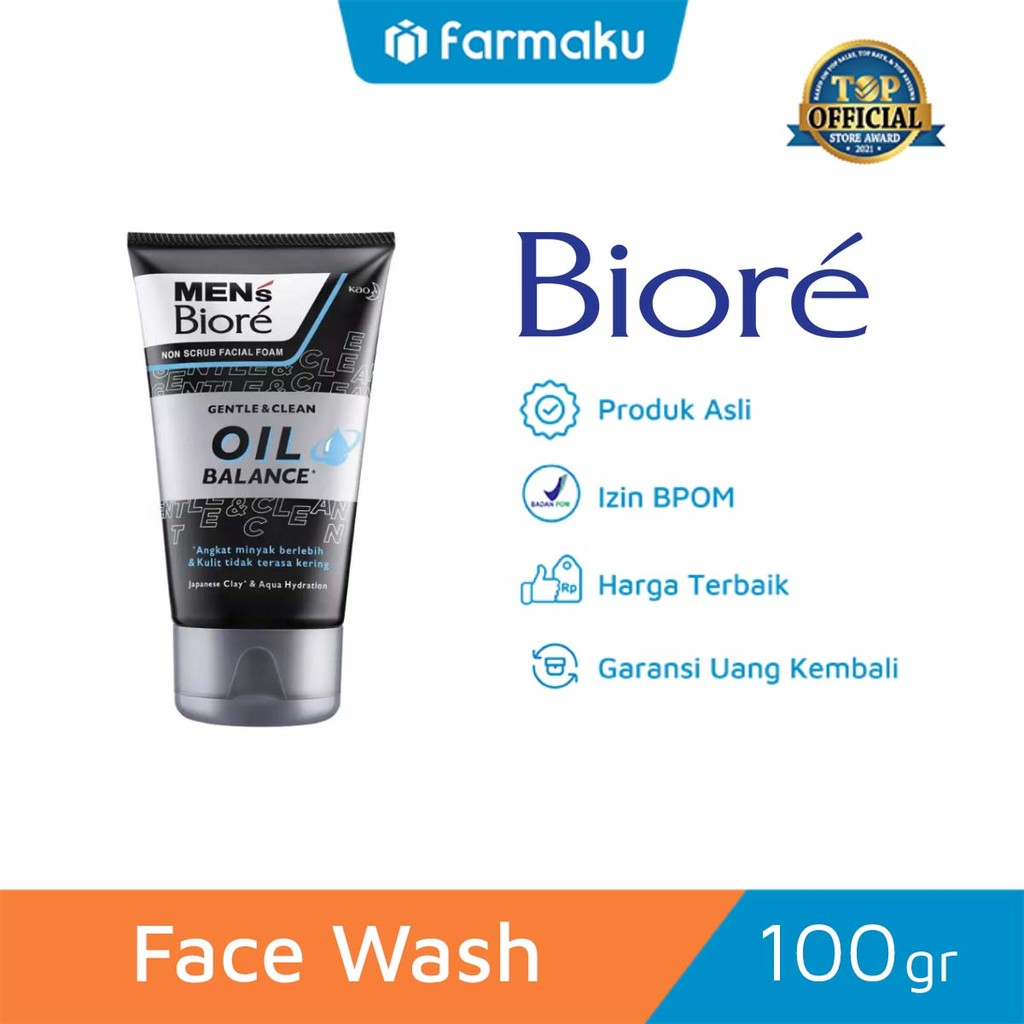 Jual Biore Mens Facial Foam Gentle & Clean Oil Balance 100gr - Sabun Muka | Shopee Indonesia