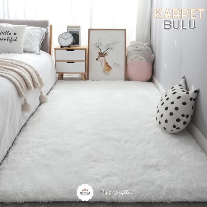 Jual Karpet Bulu Ukuran 200x150cm Tebal 2cm + Alas Bintik Super ( Putih ...
