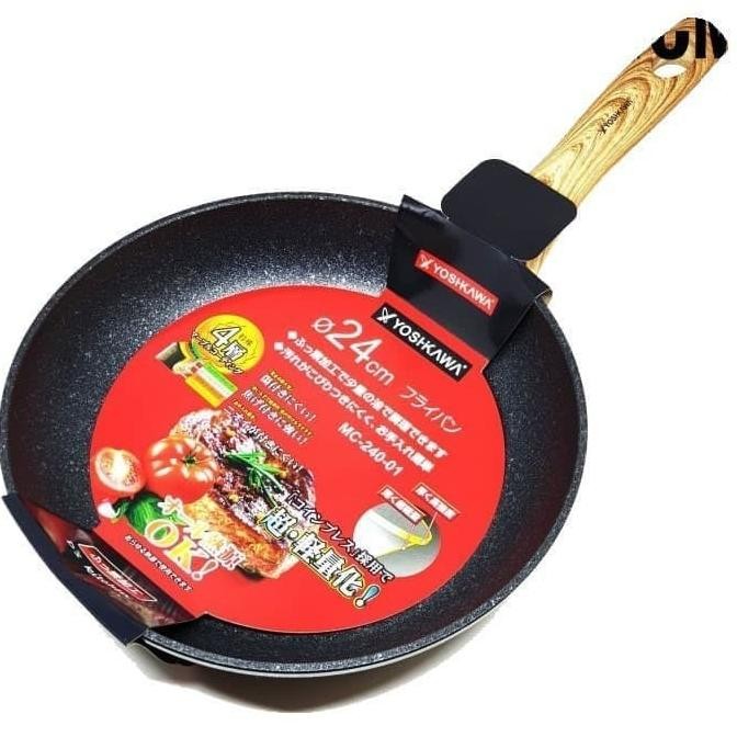 Jual Wajan Fry Pan Teflon Anti Lengket Yoshikawa Marble Ceramic Pan 24Cm | Shopee Indonesia