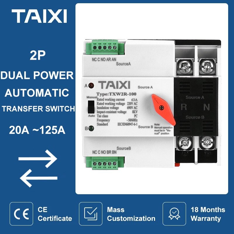 Jual DIN RAIL ATS DUAL DUAL SWITCH TRANSFER OTOMATIS AC230V 400V 2P 3P ...