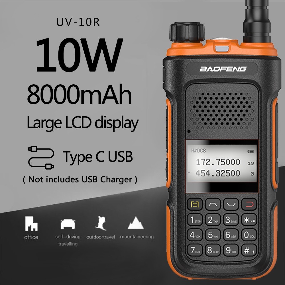 Jual 2022 Baofeng UV-10R Radio Dua Arah Walkie Talkie 10W Radio Ham Daya Tinggi Dual Band UHF ...