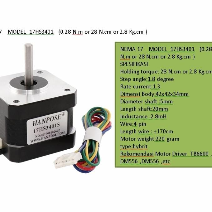 Jual [ Ofe ] Stepper Motor Nema 17 Stepper Motor 17Hs3401 1.3 A High ...
