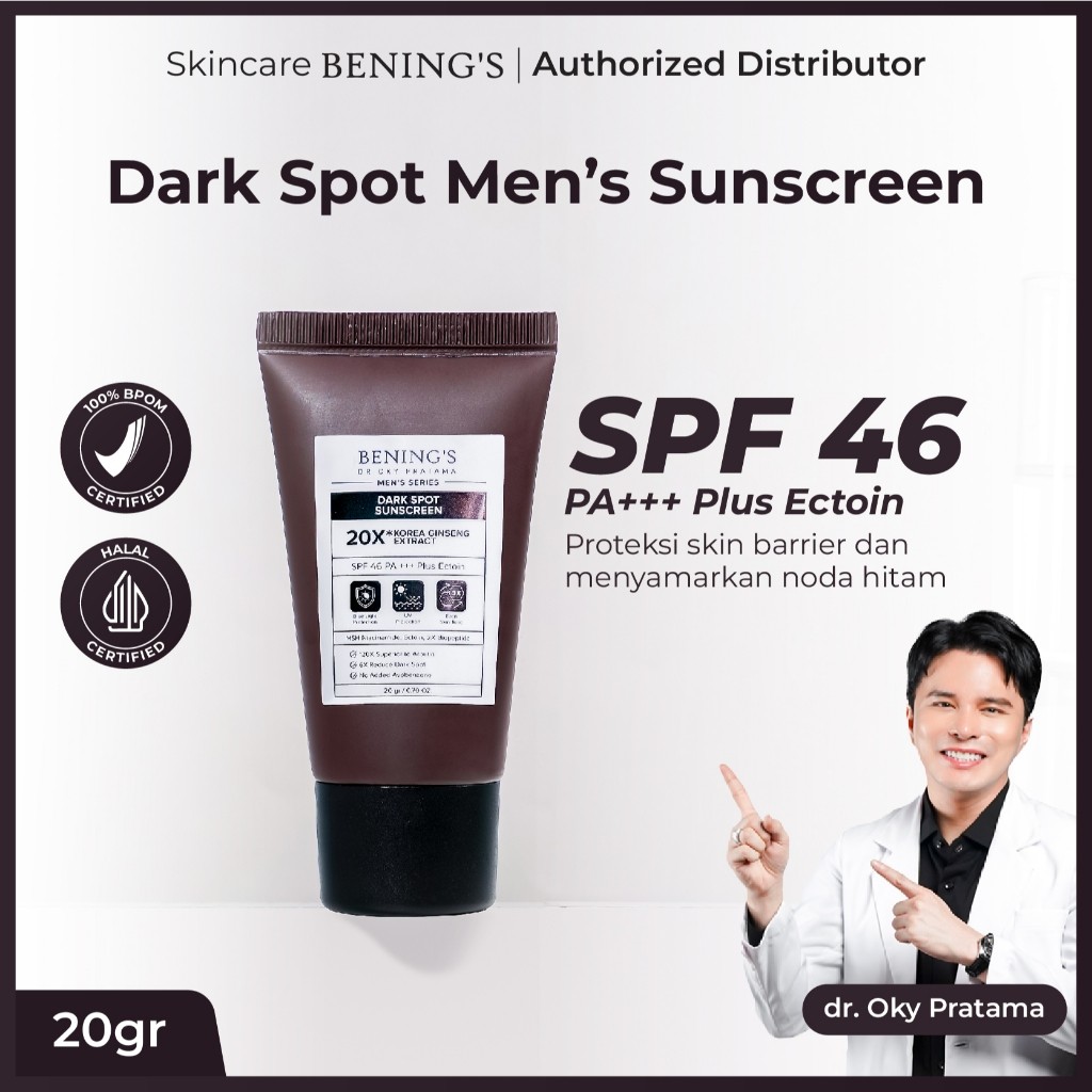 Jual Benings Sunscreen Cowok DARK SPOT MEN SPF46 PA+++ Flek Noda Hitam ...