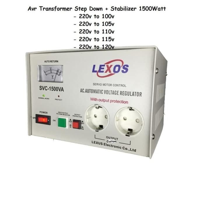 Jual Avr Transformer Step down + Stabilizer 1500 Va 220v ke 100v 110v ...
