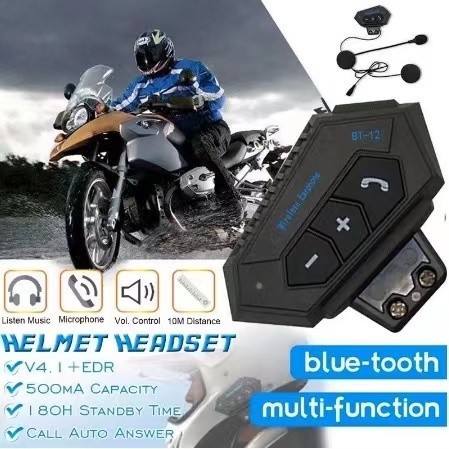 Jual Headset Helm Bluetooth Wireless Bt-12 Untuk Helm Motor Bt Headset ...