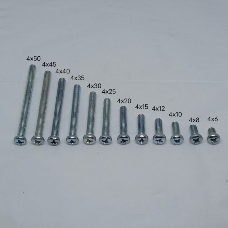 Jual Baut JP M4 Baut Kepala Obeng (+) diameter 4mm panjang 0,6cm sampai 5cm | Shopee Indonesia