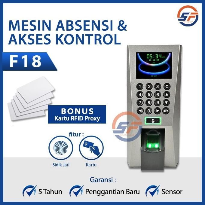 Jual Mesin Absen Fingerprint & Akses Kontrol Zkteco F18 Include Modul ...