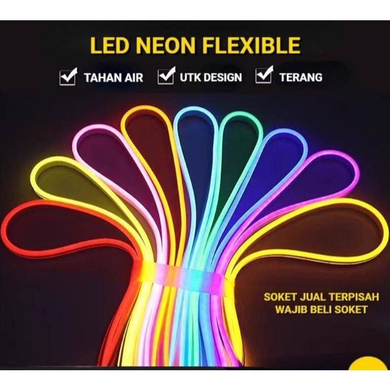 Jual Lampu LED Neon Flex 220v Meteran IP65 Waterproof ( ADAPTOR SOKET ...