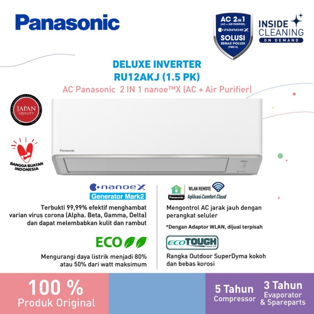 Jual Panasonic CS/CU-RU12AKJ AC Deluxe Inverter Nanoe-X Mark 2 [1.5 PK ...