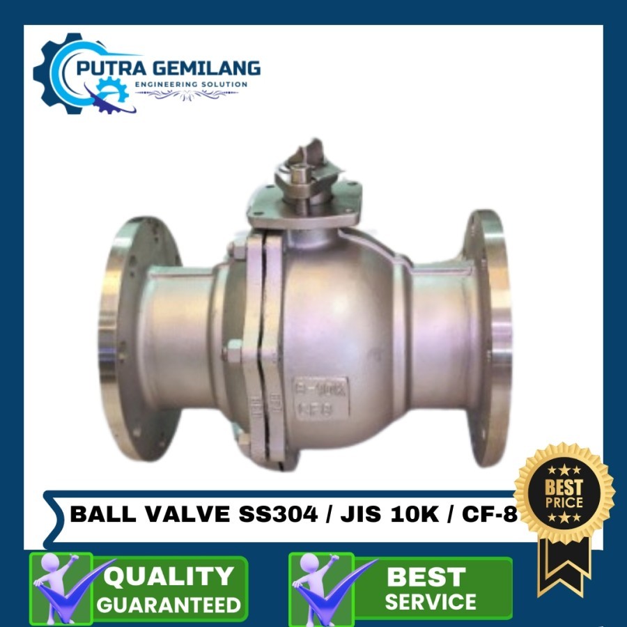 Jual 8" inch / BALL VALVE STAINLESS STEEL 304 FLANGE JIS 10K TYPE CF-8 ...