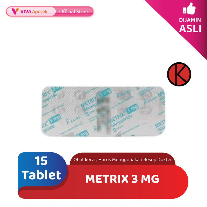 Jual Metrix 3 mg / Glimepiride / Diabetes / Gula Darah (15 Tablet ...