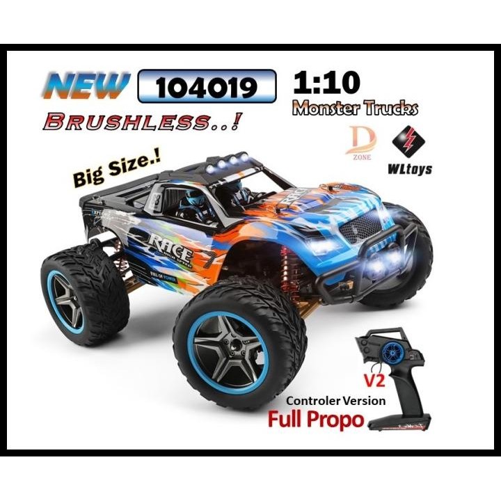 Jual Wltoys 104019 Monster Truck Rc 55 Km/H 2.4Ghz 1/10 Scale Brushless | Shopee Indonesia