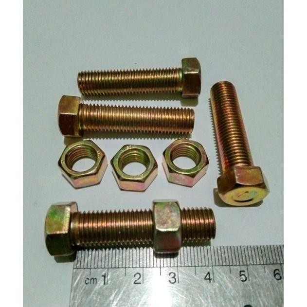 Jual BAUT MUR KUNING HEX BMK M10 X 40 MM ( KUNCI 14 ) | Shopee Indonesia