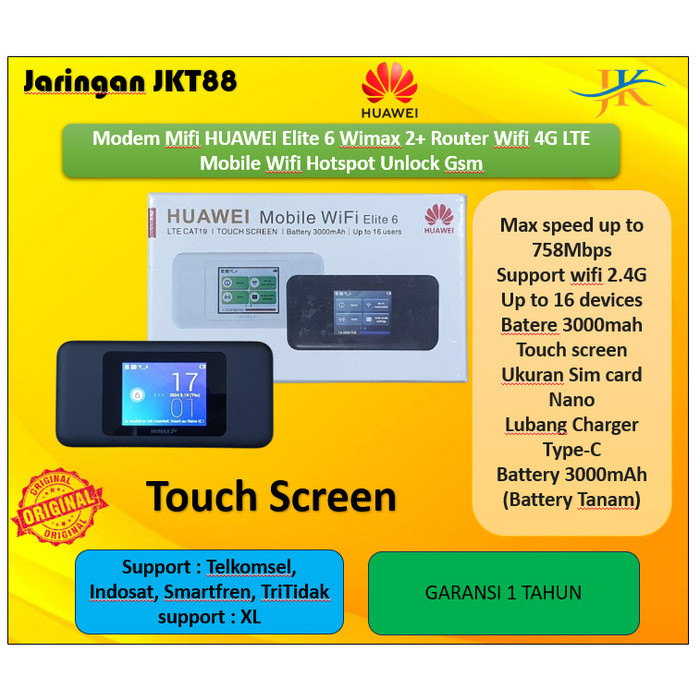 Jual Modem Mifi HUAWEI Elite 6 Wimax 2+ Router Wifi 4G LTE Mobile Wifi Hotspot Unlock Gsm ...