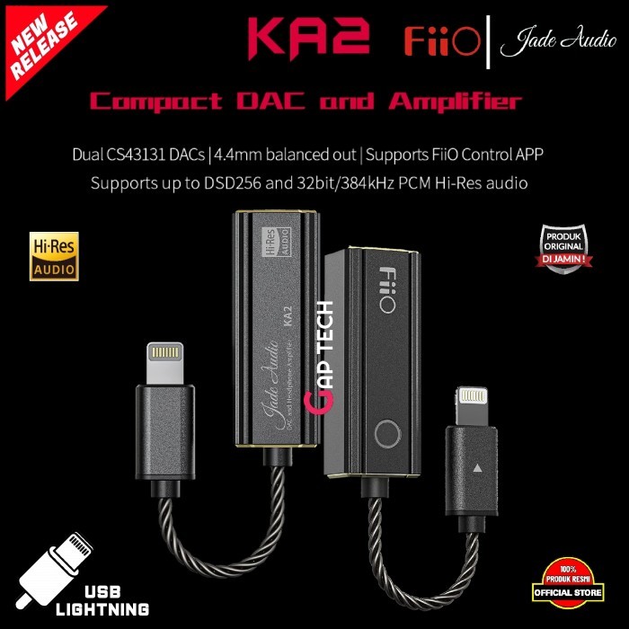 Jual Fiio KA2 / KA 2 Hi-Res DAC Amplifier Type C / Lightning To 4.4mm ...