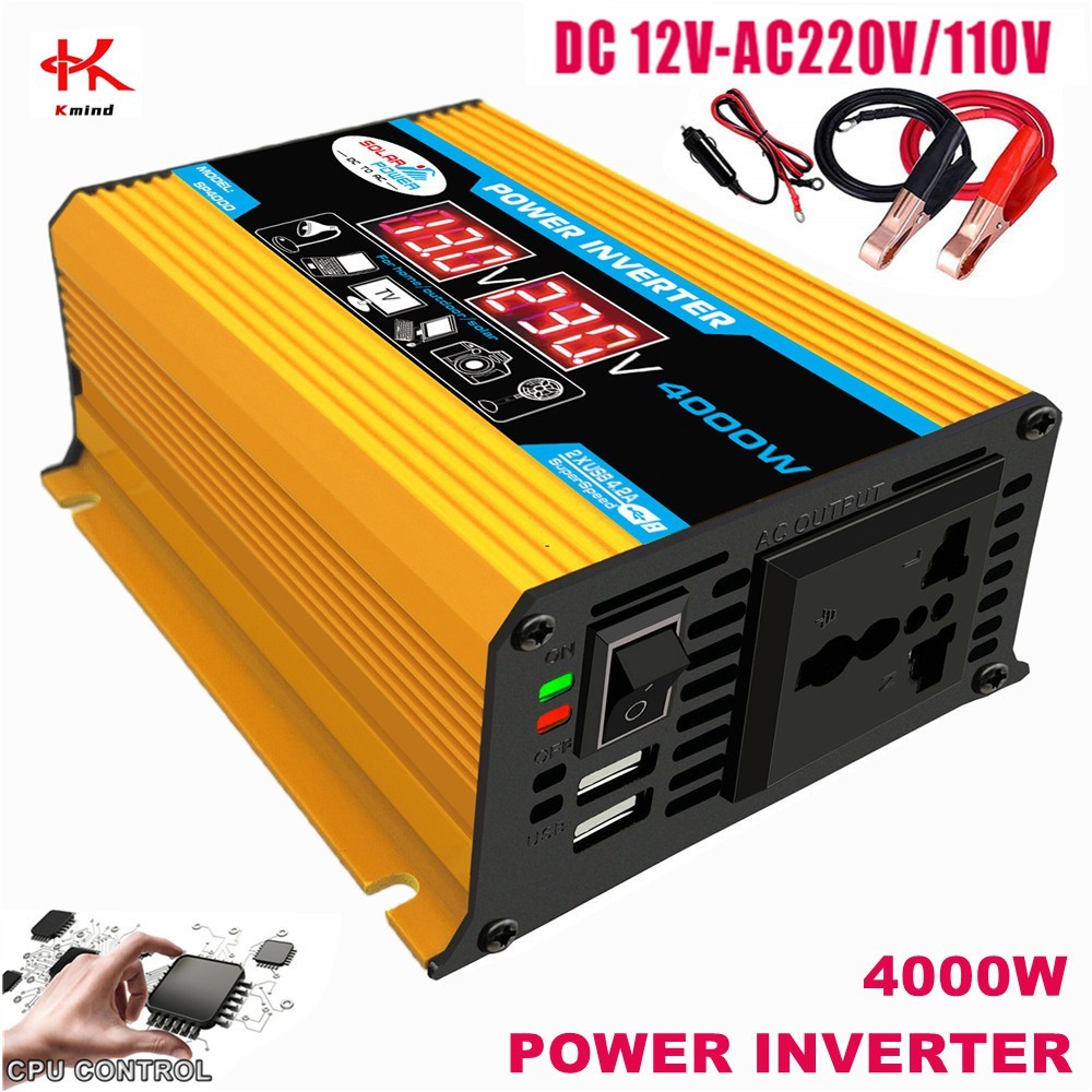 Jual Inverter KMIND 12V ke 220 300W Daya Puncak 4000W dengan Tampilan Tegangan Pengisi Daya USB ...